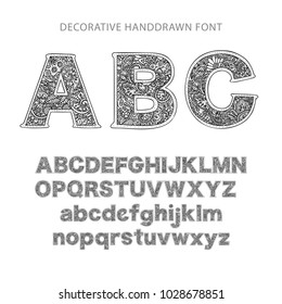 Ornate Decorative Vector Font Monogram Handdrawn Stock Vector (Royalty ...