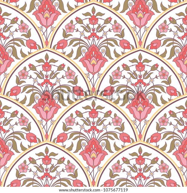 Ornate Floral Seamless Pattern Oriental Style Stock Vector (Royalty ...