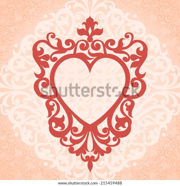 Ornate Frame Shape Heart On Pink Stock Vector (Royalty Free) 215459488