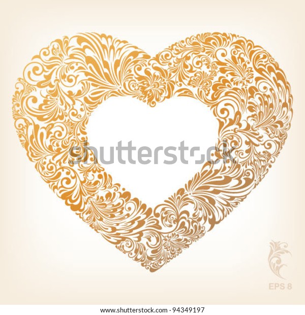 Ornate Heart Shape Stock Vector (Royalty Free) 94349197