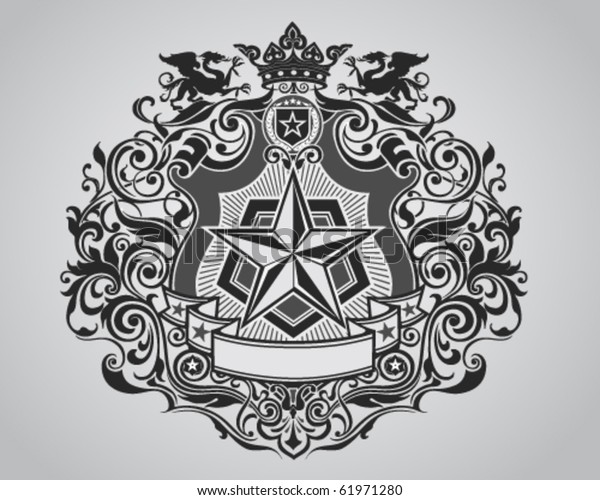Ornate Shield Crest Design: เวกเตอร์สต็อก (ปลอดค่าลิขสิทธิ์) 61971280 ...