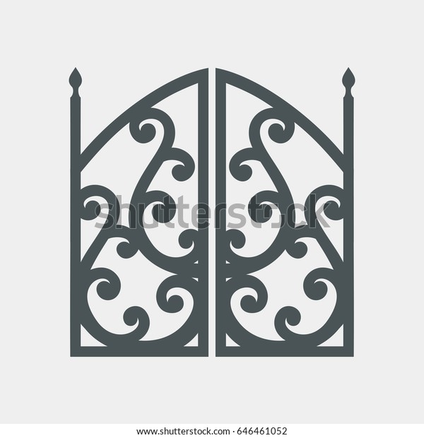 Ornate Silhouette Vintage Gate Vector Stock Vector (Royalty Free) 646461052