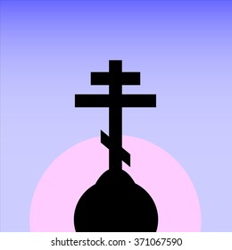 Orthodox Cross Sunset Background Vector Illustration Stock Vector ...