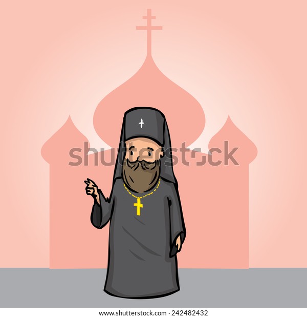 Orthodox Priest Hand Drawn Cartoon Illustration: เวกเตอร์สต็อก (ปลอดค่า ...
