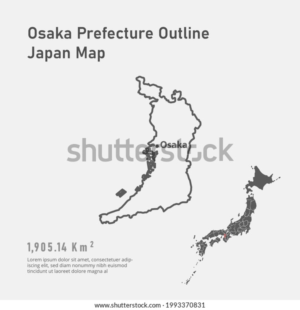 Osaka Prefecture Outline Japan Map Stock Vector (Royalty Free ...