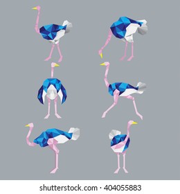 Ostrich Low Poly Design Isolated On Stock Vector (Royalty Free ...