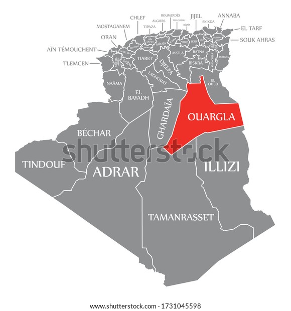Ouargla Red Highlighted Map Algeria: เวกเตอร์สต็อก (ปลอดค่าลิขสิทธิ์ ...