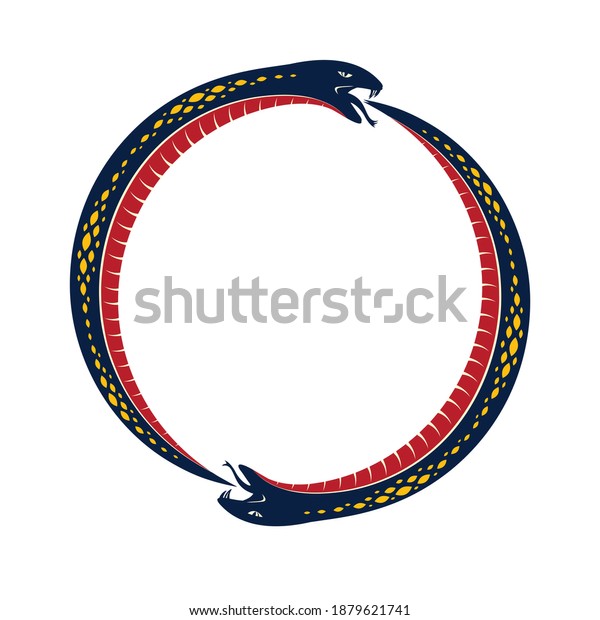 Ouroboros Snake in a shape of circle, endless cycle of life and death ...