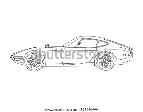 Out Line Drawing Car Side View Stock Vector (Royalty Free) 1595980999 ...
