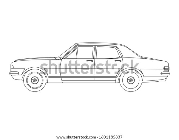Out Line Drawing Car Side View Stock Vector (Royalty Free) 1601185837 ...