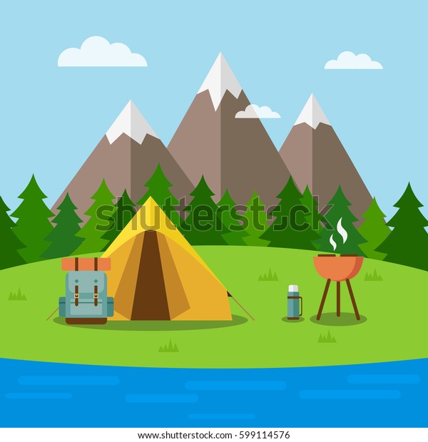 Outdoor Activities Concept Nature Background Grass 스톡 벡터(로열티 프리 ...