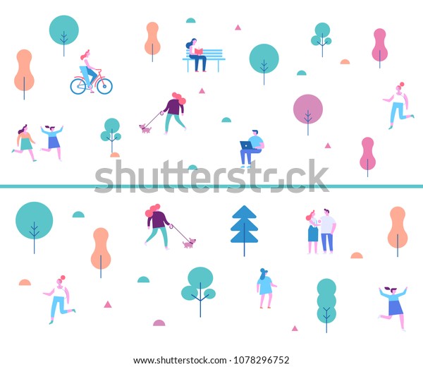 Outdoor Activity Background People Characters Flat Stock Vector ...