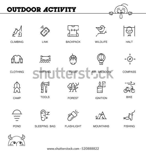 Outdoor Activity Flat Icon Set Collection Stock Vector (Royalty Free ...