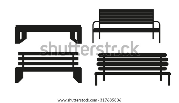 Outdoor Bench Icon Set Vector Illusrtarion Stock Vector (Royalty Free ...