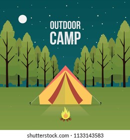 Outdoor Camp Night Background Forest Stock Vector (Royalty Free ...