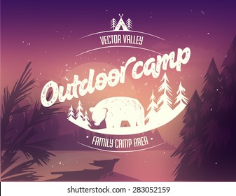 Outdoor Camp Typography Design On Vector Stock Vector (Royalty Free ...