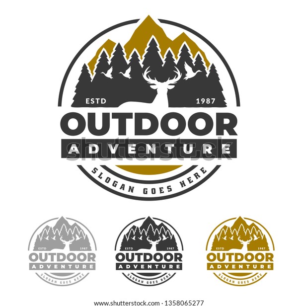 Outdoor Life Logo Deer Forest Mountain Stock Vector (Royalty Free ...