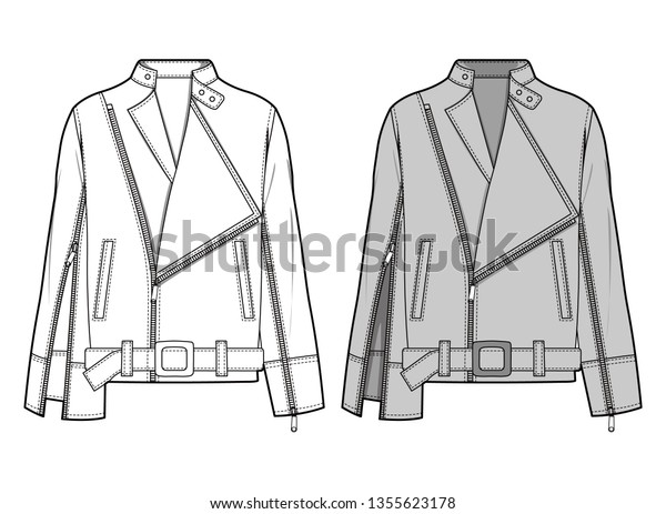 Outer Jacket Fashion Flat Sketch Template Stock Vector (Royalty Free ...