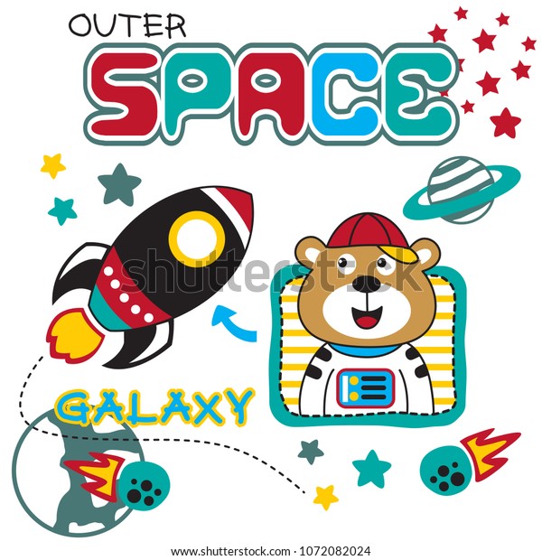 Outer Space Funny Animal Cartoonvector Illustration Stock Vector ...