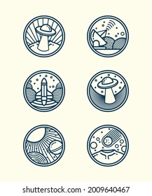 Outer Space Scenery Outline Design Pack Stock Vector (Royalty Free ...
