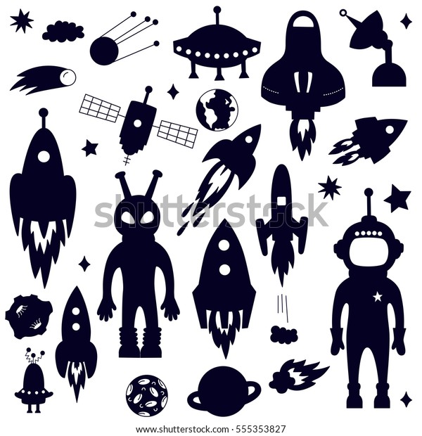 Outer Space Silhouettes Cosmo Symbols Vector Stock Vector (Royalty Free ...