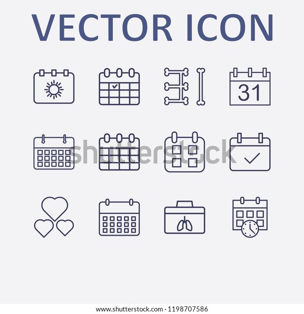 Outline 12 Month Icon Set Calendar Stock Vector (Royalty Free ...