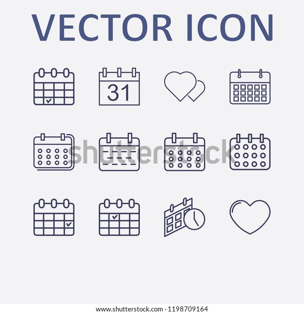 Outline 12 Month Icon Set Calendar Stock Vector (Royalty Free ...