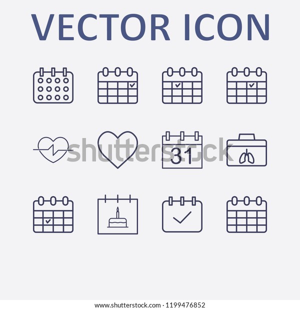 Outline 12 Month Icon Set Calendar Stock Vector (Royalty Free ...