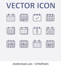 Outline 12 Week Icon Set Calendar Stock Vector (Royalty Free ...