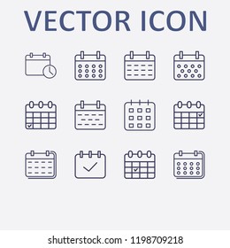 Outline 12 Week Icon Set Calendar Stock Vector (Royalty Free ...