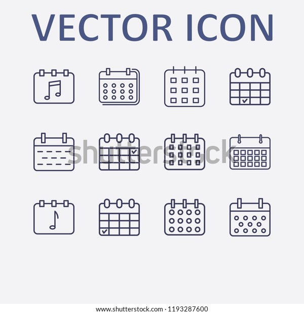 Outline 12 Week Icon Set Calendar Stock Vector (Royalty Free ...