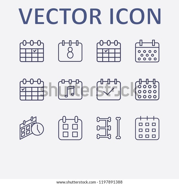Outline 12 Week Icon Set Calendar Stock Vector (Royalty Free ...