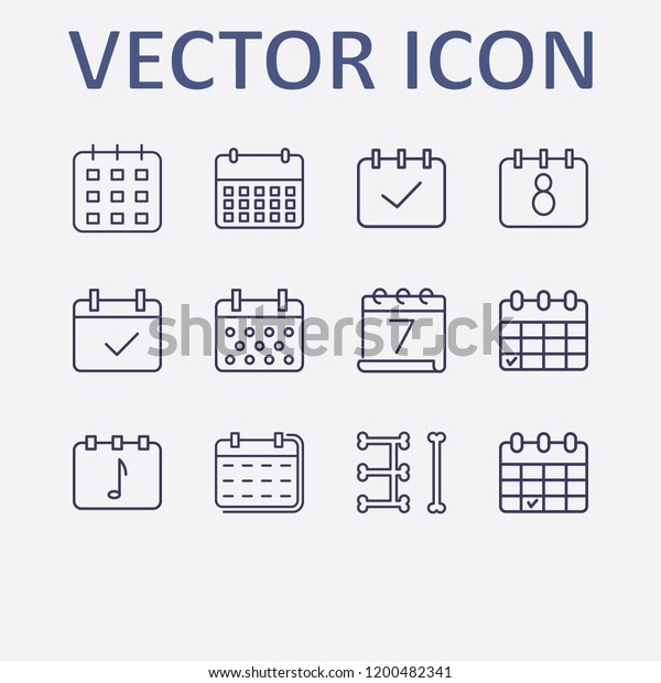 Outline 12 Week Icon Set Calendar Stock Vector (Royalty Free ...