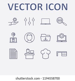 Outline 12 Work Icon Set Laptop Stock Vector (Royalty Free) 1194558700 ...