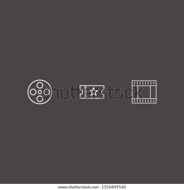 Outline 3 Cinematography Icon Set Film Stock Vector (Royalty Free ...