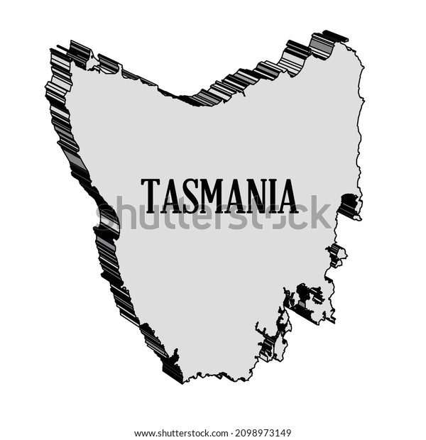 Outline 3d Map Tasmania Black Outlines Stock Vector (Royalty Free ...