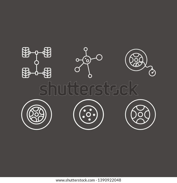 Outline 6 Tyre Icon Set Tire Stock Vector (Royalty Free) 1390922048 ...
