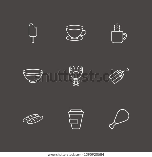 Outline 9 Tasty Icon Set Tea Stock Vector (Royalty Free) 1390920584 ...