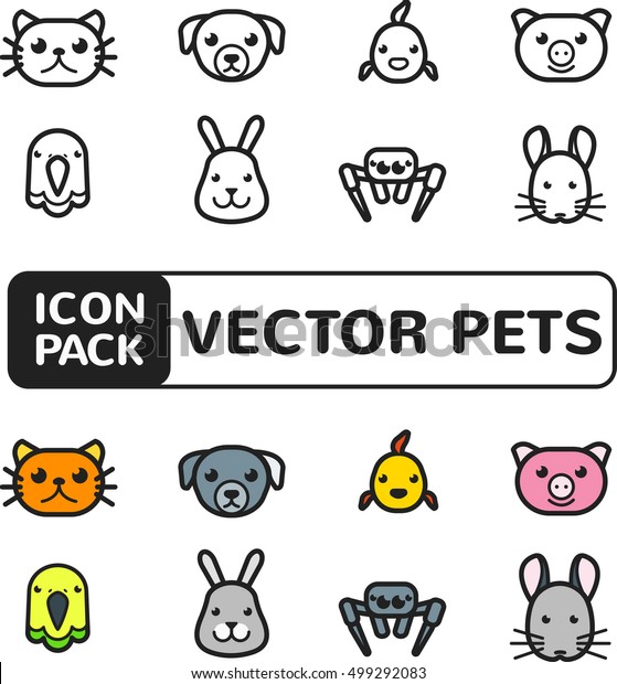 Outline Animal Icons Vector Pet Symbols Stock Vector (Royalty Free ...