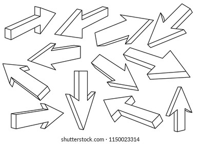 Outline Arrows Straight Signs Vector Illustration Stock Vector (Royalty ...
