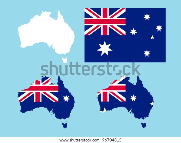 Outline Australia Filled Australian Flag Australian Stock Vector ...