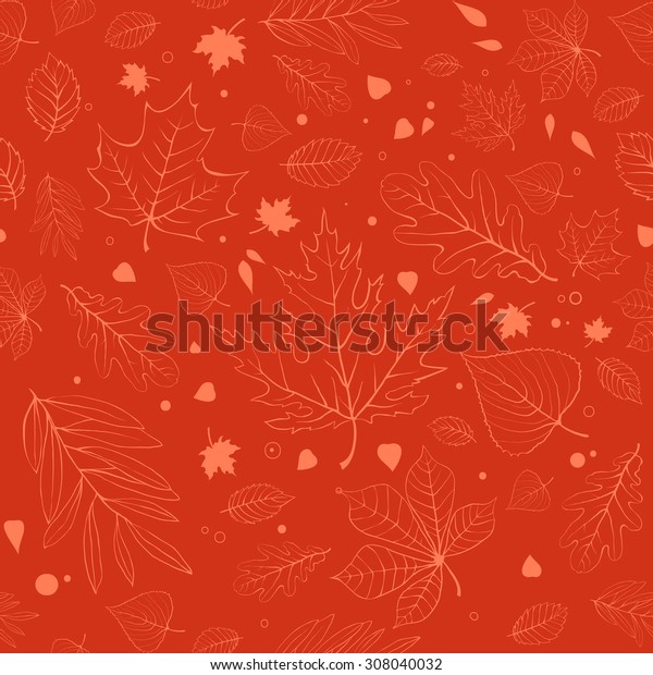 Outline Autumn Leaves Pattern Autumn Seamless Stock Vector (Royalty ...