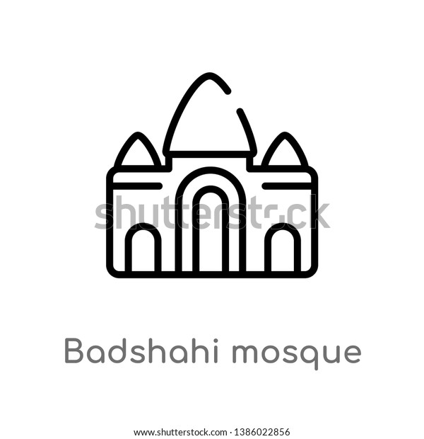 Outline Badshahi Mosque Vector Icon Isolated Stock Vector (Royalty Free ...