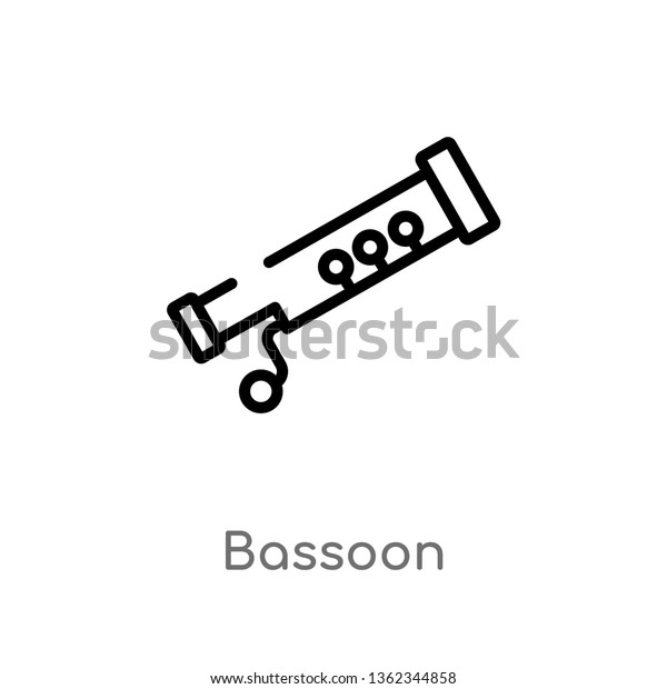 Outline Bassoon Vector Icon Isolated Black Stock Vector (Royalty Free ...