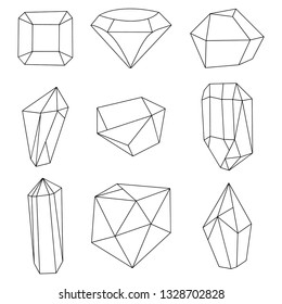 Outline Beautiful Crystals Outline Illustration Vector Stock Vector ...