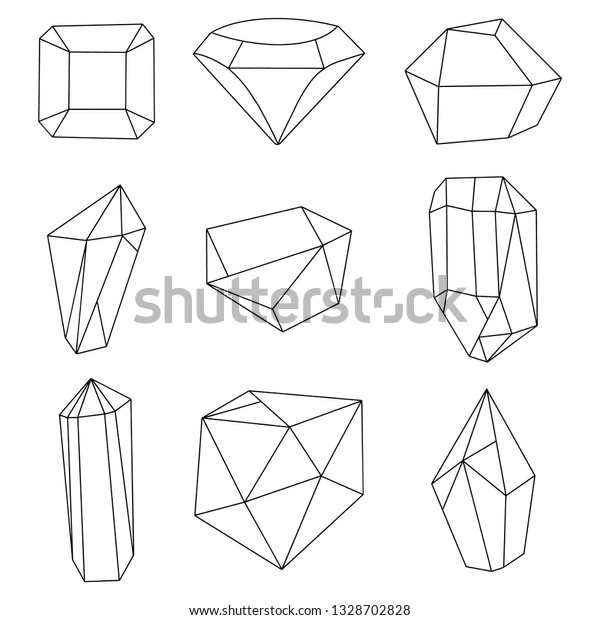 Outline Beautiful Crystals Outline Illustration Vector Stock Vector ...