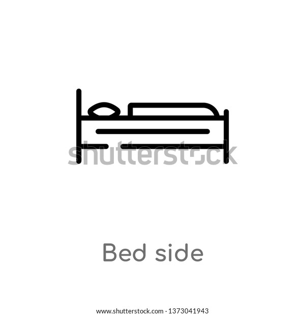 Outline Bed Side Vector Icon Isolated Stock Vector (Royalty Free ...