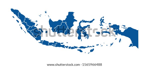Outline Blue Map Indonesia Stock Vector (Royalty Free) 1565966488