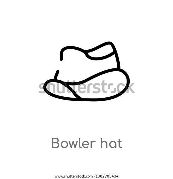 Outline Bowler Hat Vector Icon Isolated Stock Vector (Royalty Free ...