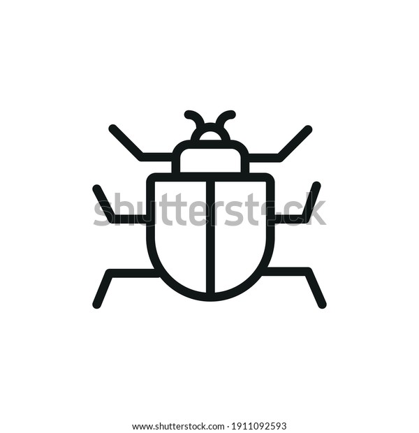 Outline Bug Line Icons Isolated On Stock Vector (Royalty Free ...